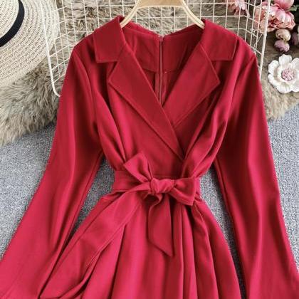 Stylish V Neck Long Sleeve Dress Autumn Tops on Luulla