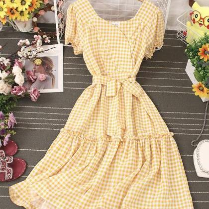 Cute Plaid Dress A Line Short Dress on Luulla