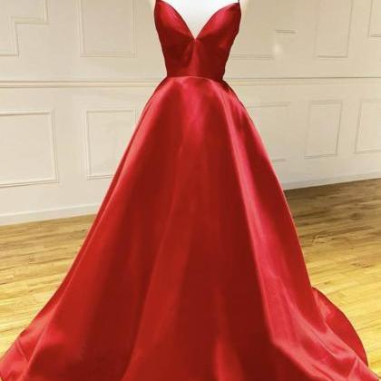 Red Satin Long Prom Dress Simple Evening Dress on Luulla