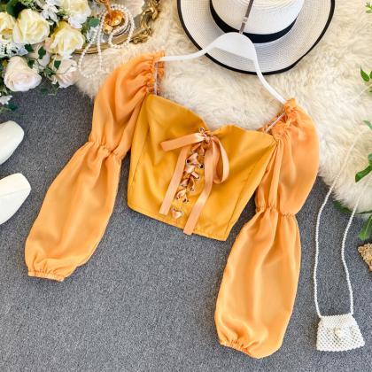 Cute Lace-up Tops Long Sleeve Tops on Luulla