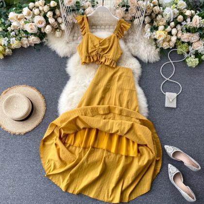 Cute Yellow Two Pieces Dress Fashion Dress on Luulla