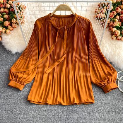 Simple Chiffon Long Sleeve Tops on Luulla