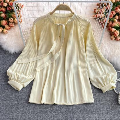 Simple Chiffon Long Sleeve Tops on Luulla