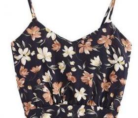 2020 Women Crop Tops Striped Tie Back Spaghetti Strap on Luulla