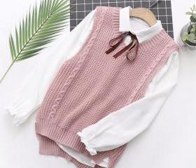 Cute Two Pieces Sets Sweater + Long Sleeve Shirt on Luulla
