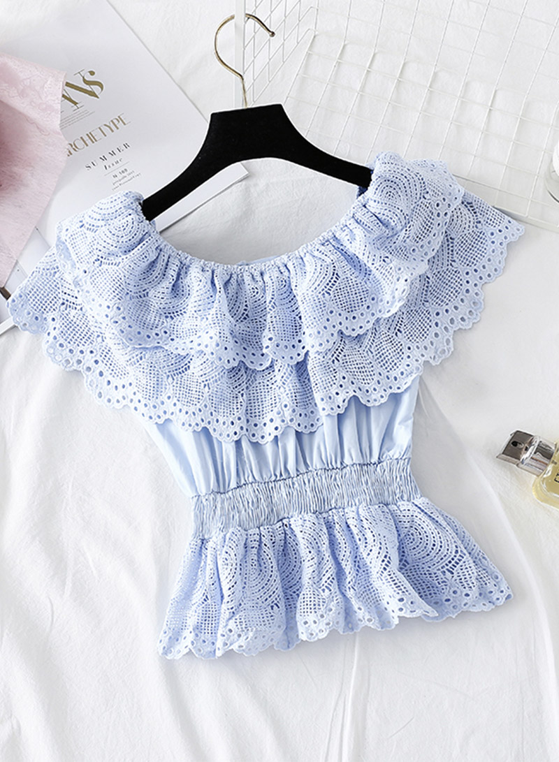 Romantic Short-sleeved Lace Top Women's Tops on Luulla