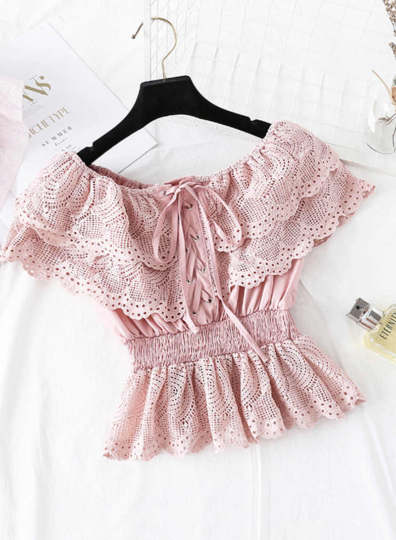 Romantic Short-sleeved Lace Top Women's Tops on Luulla