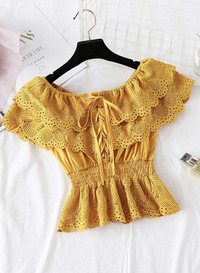 Romantic Short-sleeved Lace Top Women's Tops on Luulla
