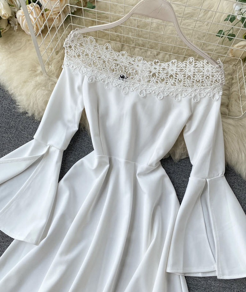 Fashionable A Line Dress Flared Sleeve Dress on Luulla