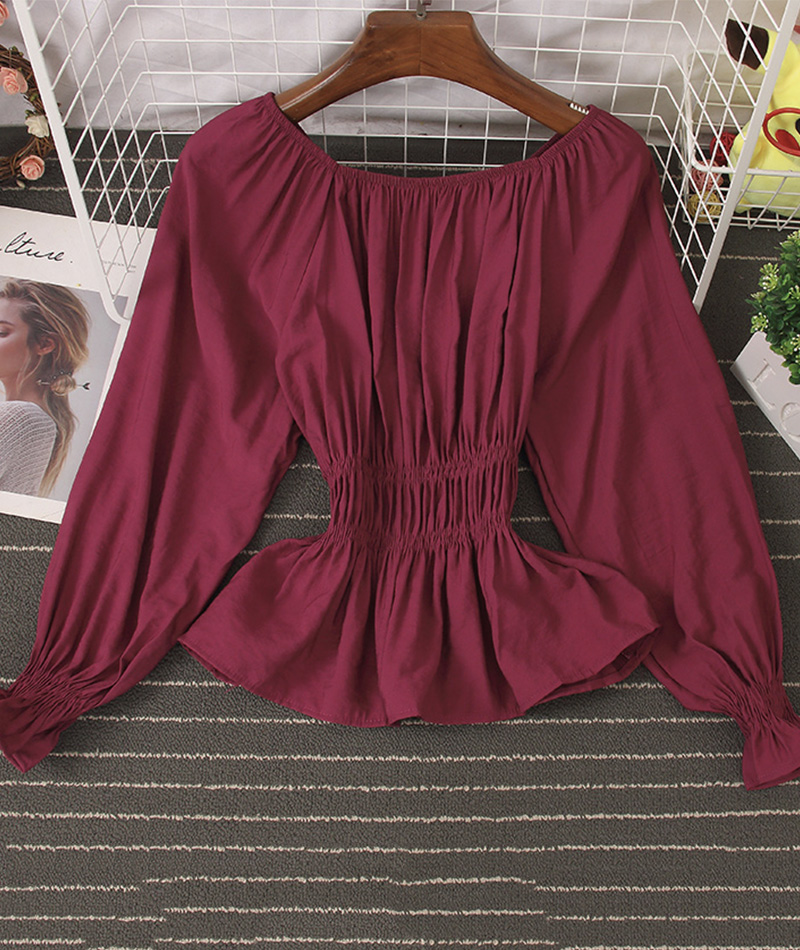 Simple Long-sleeved Waist Top on Luulla