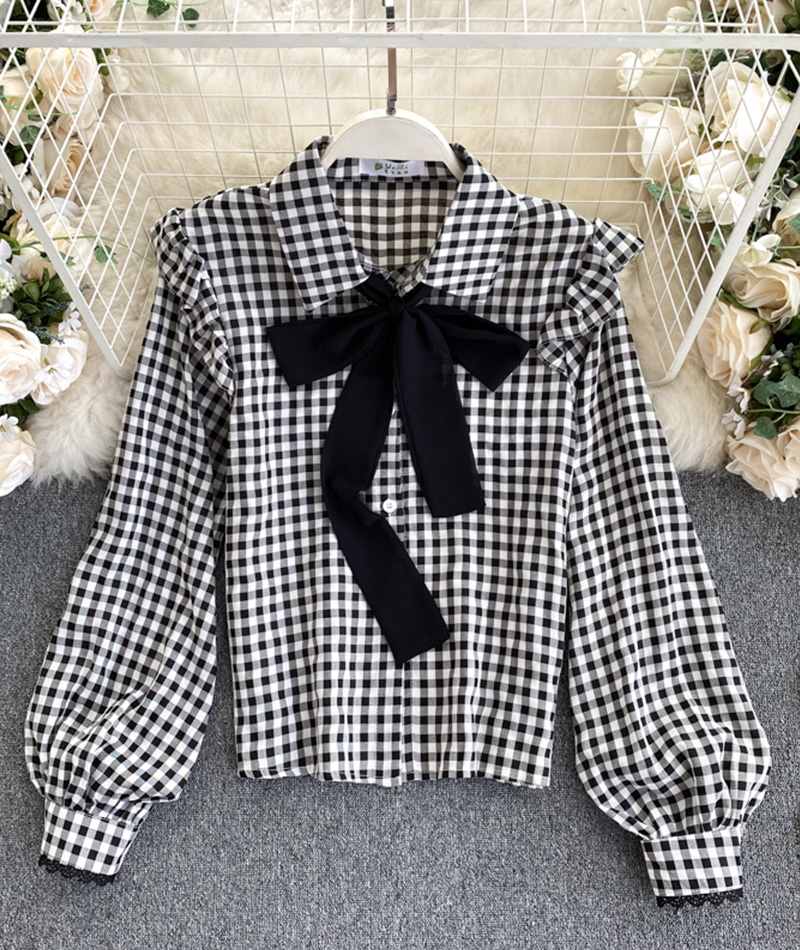 Cute Black Plaid Top on Luulla