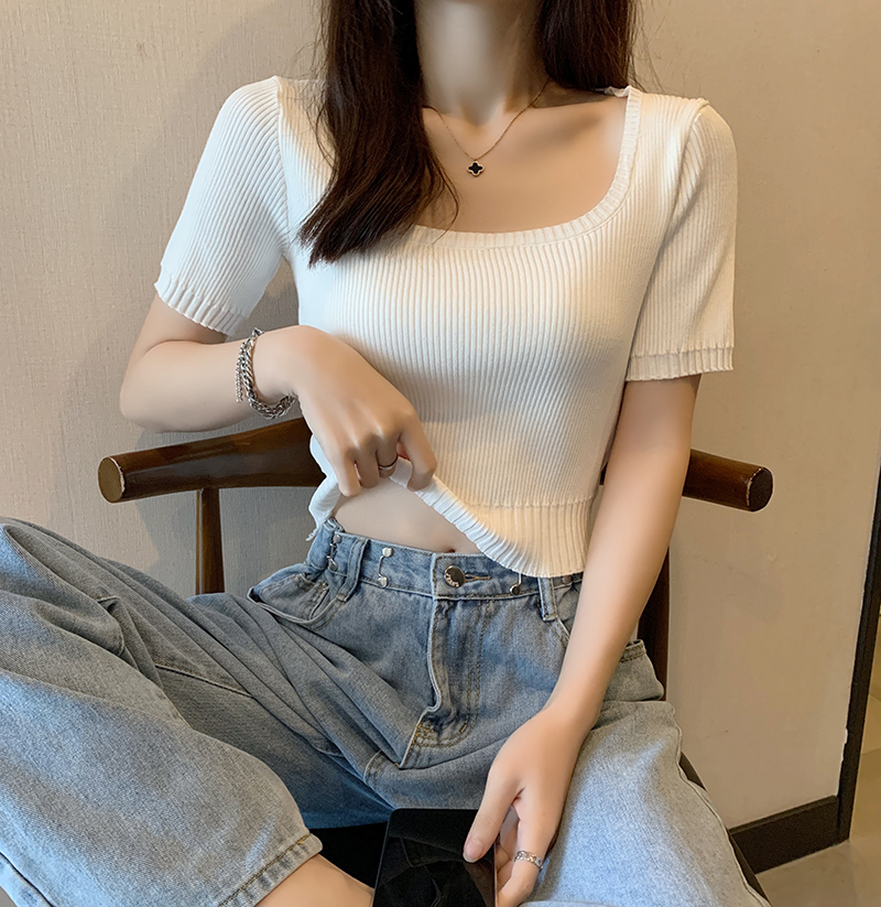 Simple Knitted Short Sleeve Top on Luulla