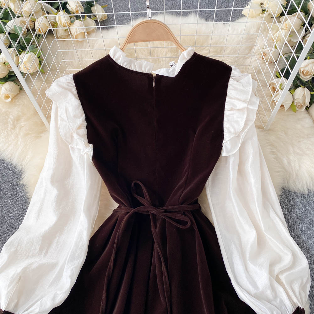 Cute Velvet Long Sleeve Dress A Line Fashion Dress on Luulla