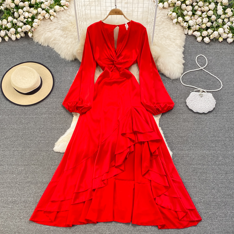 Red Chiffon Long A Line Dress Red Fashion Dress on Luulla