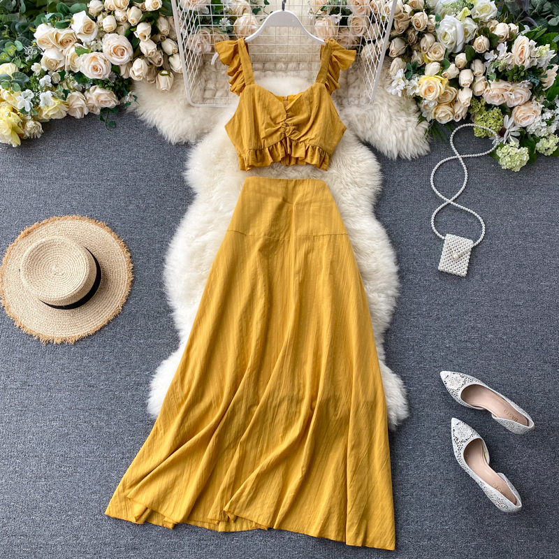 Cute Yellow Two Pieces Dress Fashion Dress on Luulla