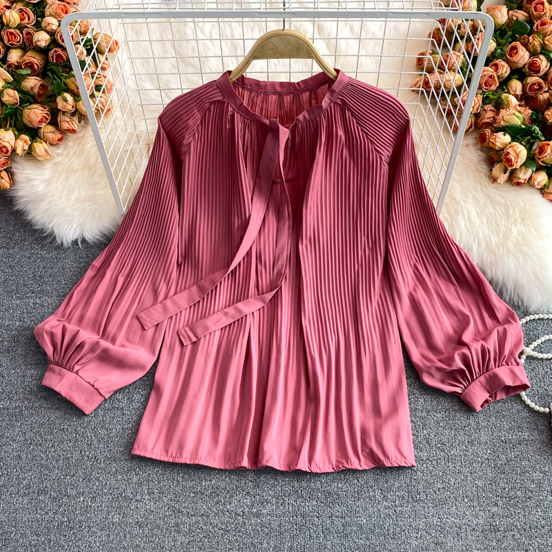 Simple Chiffon Long Sleeve Tops on Luulla