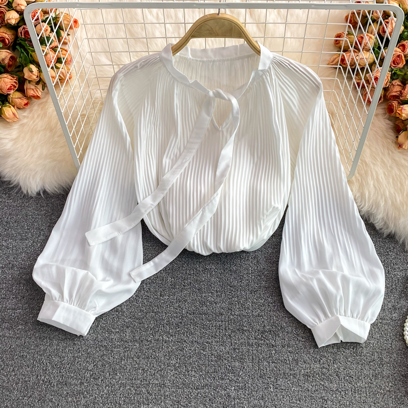 Simple Chiffon Long Sleeve Tops on Luulla