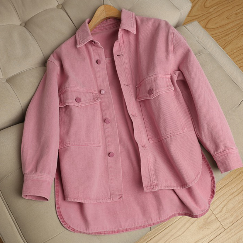 Simple Plum High Low Denim Jacket on Luulla