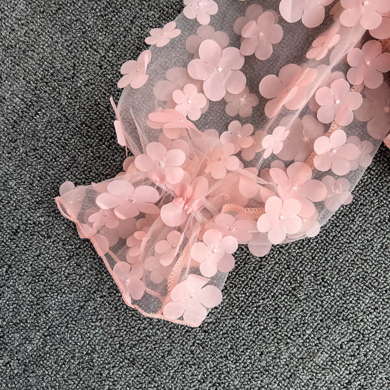 Cute Chiffon Flower Long Sleeve Top Crop Tops on Luulla