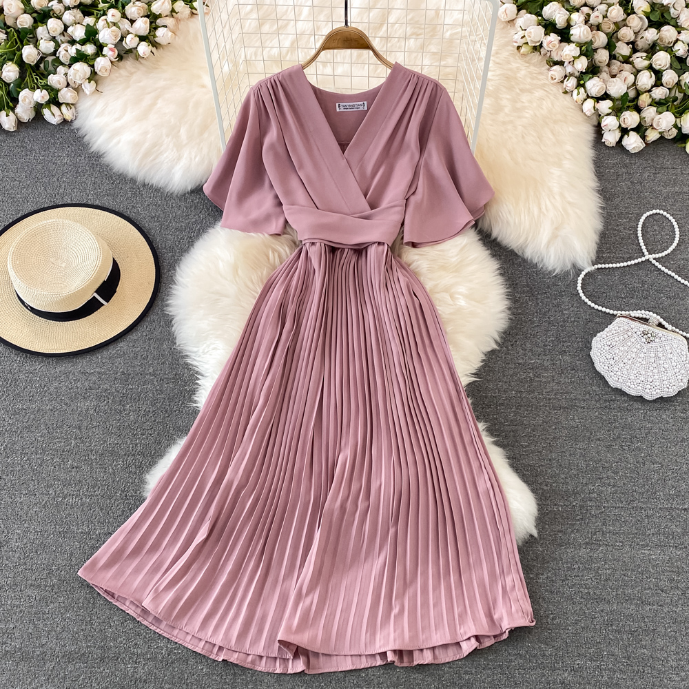Simple V Neck Short Dress A Line Fashion Dress on Luulla
