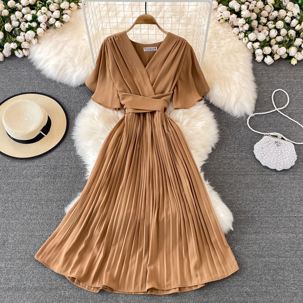 Simple V Neck Short Dress A Line Fashion Dress on Luulla