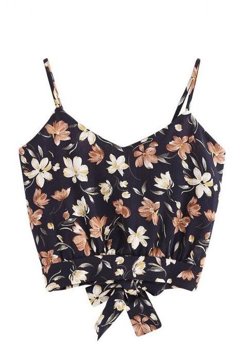 2020 Women Crop Tops Striped Tie Back Spaghetti Strap on Luulla