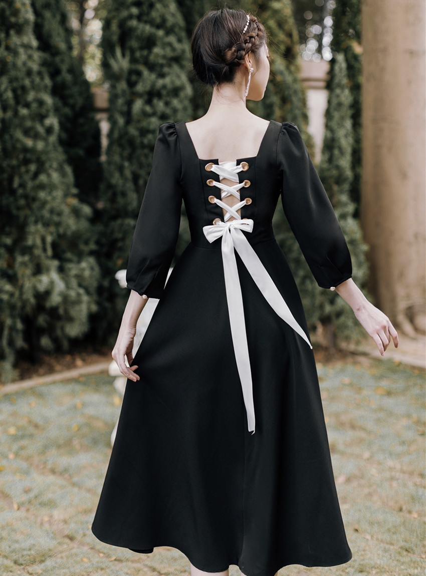 Retro A Line Girl Dress Black Dress on Luulla