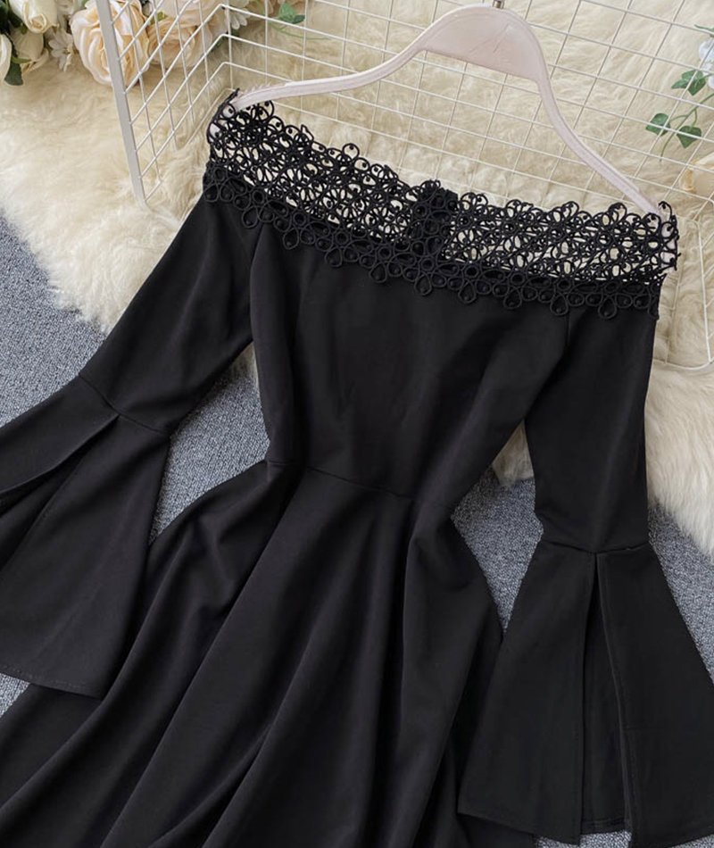 Fashionable A Line Dress Flared Sleeve Dress on Luulla