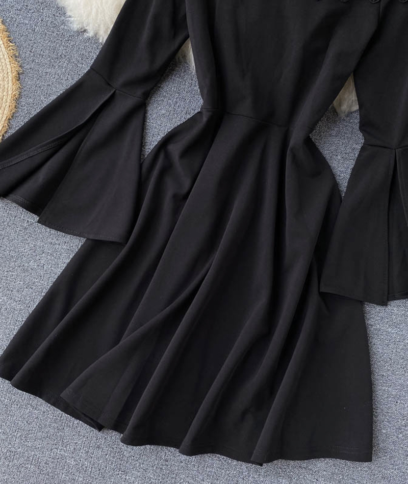 Fashionable A Line Dress Flared Sleeve Dress on Luulla