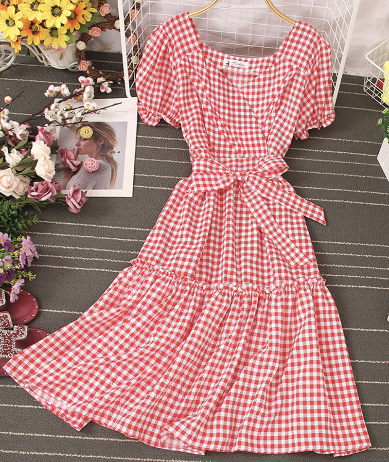 Cute Plaid Dress A Line Short Dress on Luulla