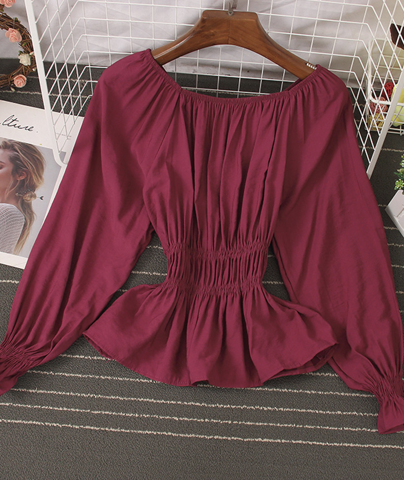 Simple Long-sleeved Waist Top on Luulla