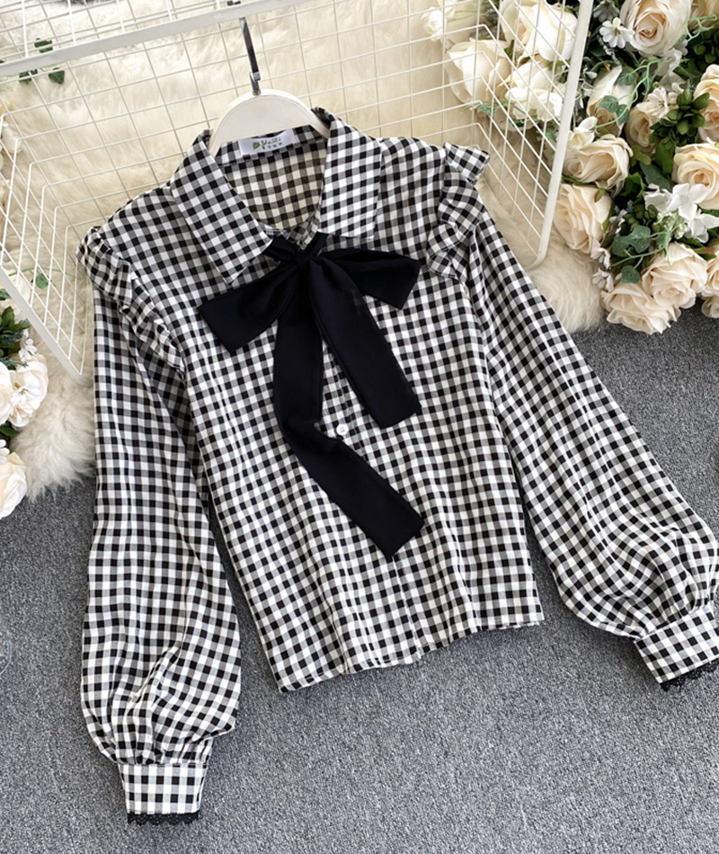 Cute Black Plaid Top on Luulla