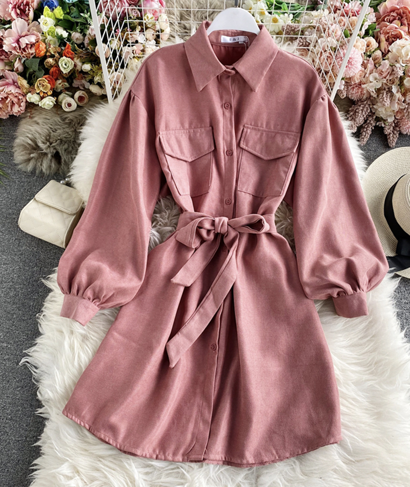 Simple Long Sleeve Shirt Dress on Luulla