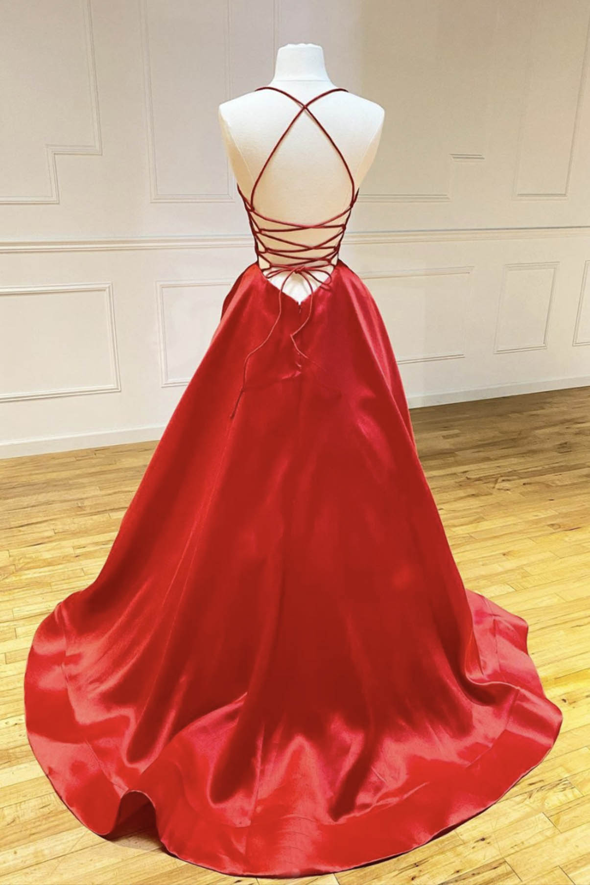 Red Satin Long Prom Dress Simple Evening Dress on Luulla