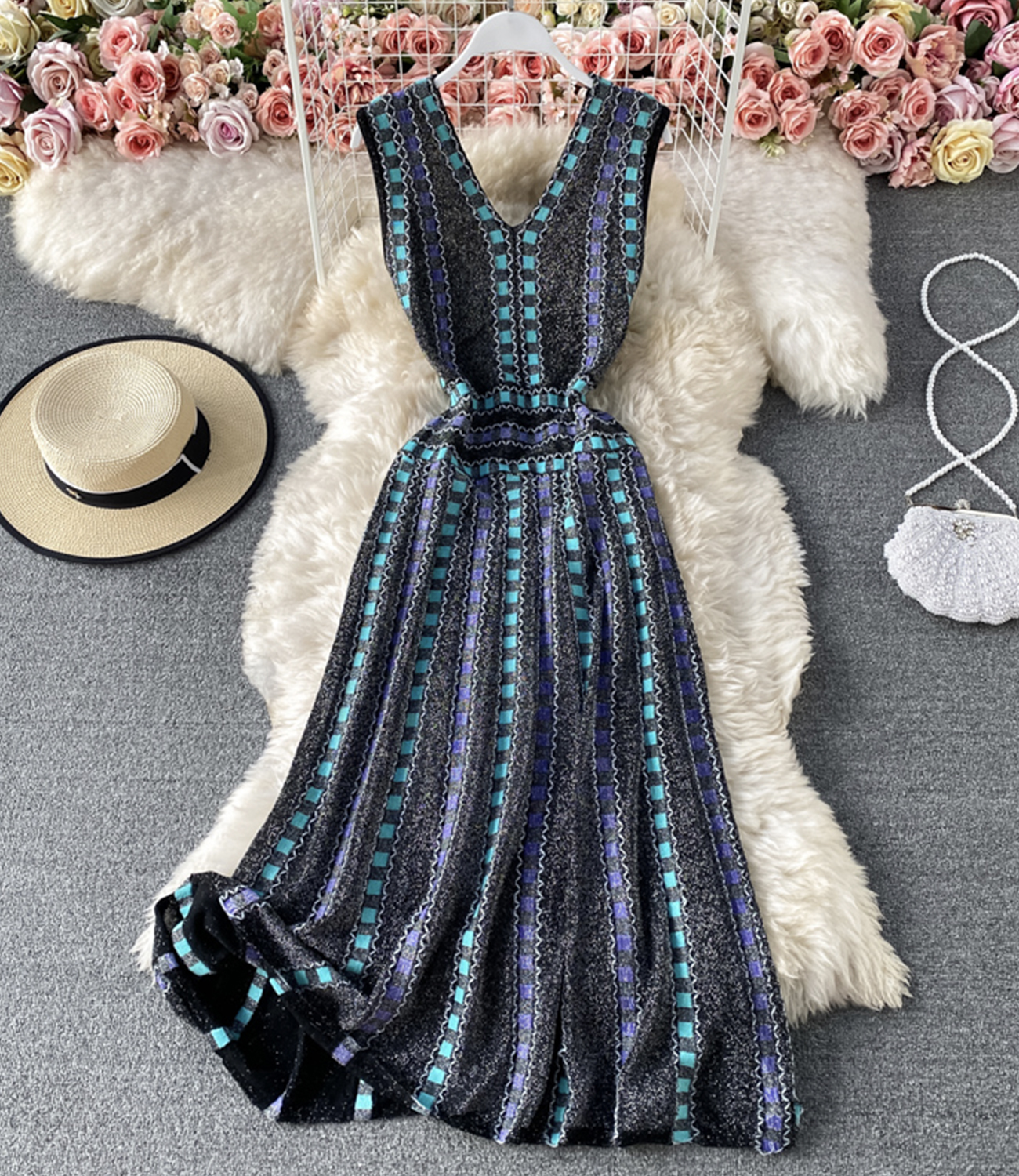 Stylish A Line V Neck Dress on Luulla