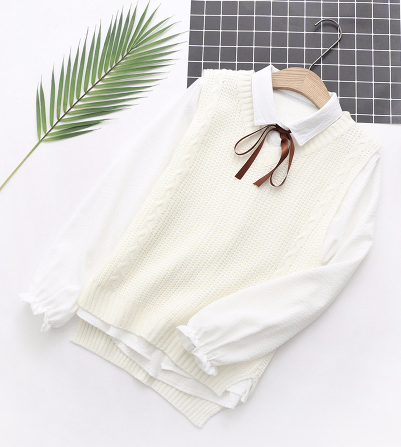 Cute Two Pieces Sets Sweater + Long Sleeve Shirt on Luulla