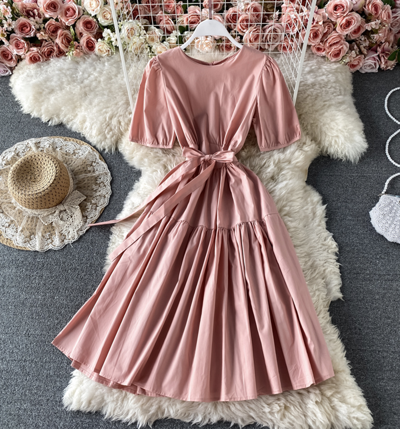 Simple A Line Round Neck Short Dress Fashion Dress on Luulla