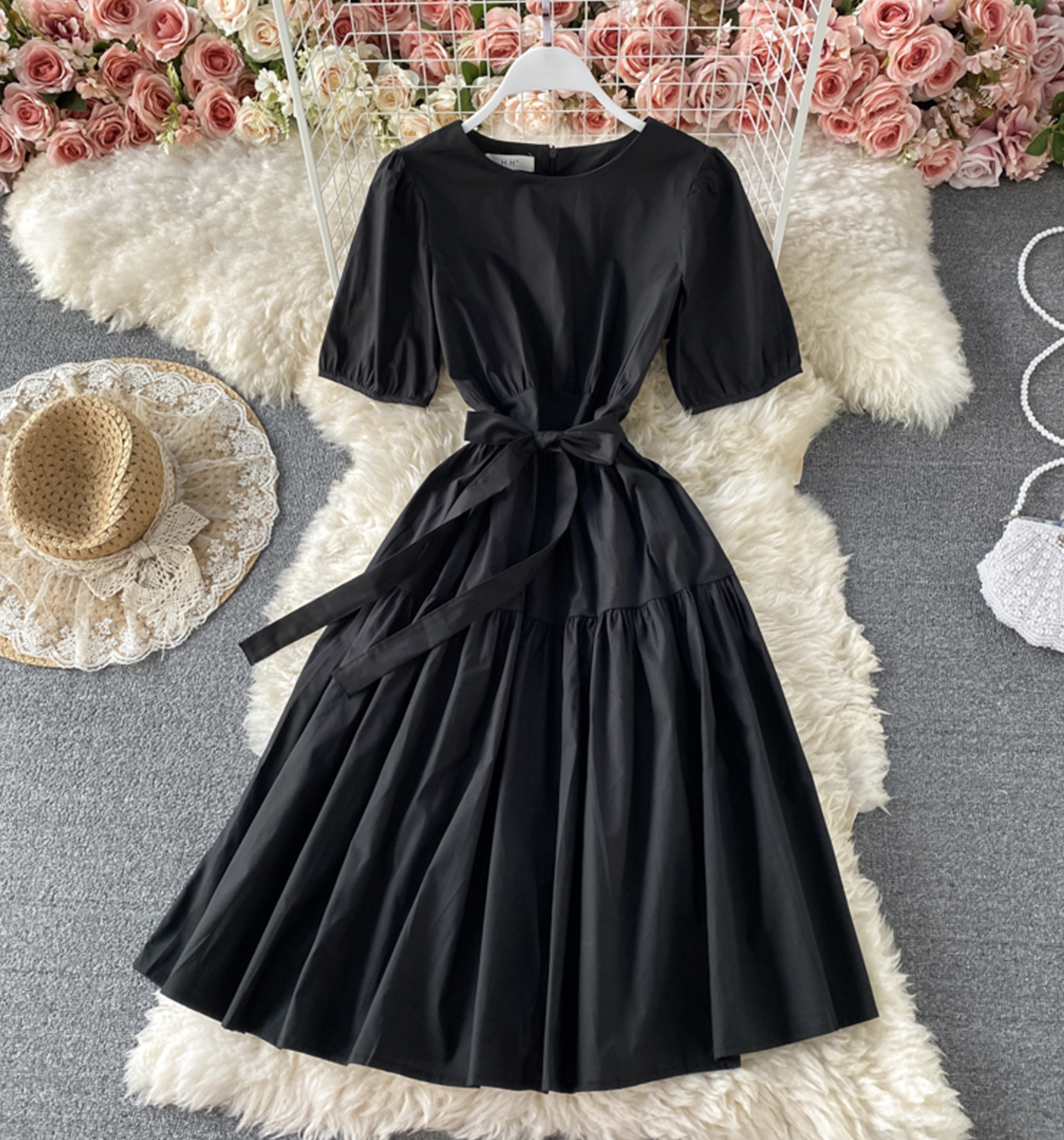 Simple A Line Round Neck Short Dress Fashion Dress on Luulla