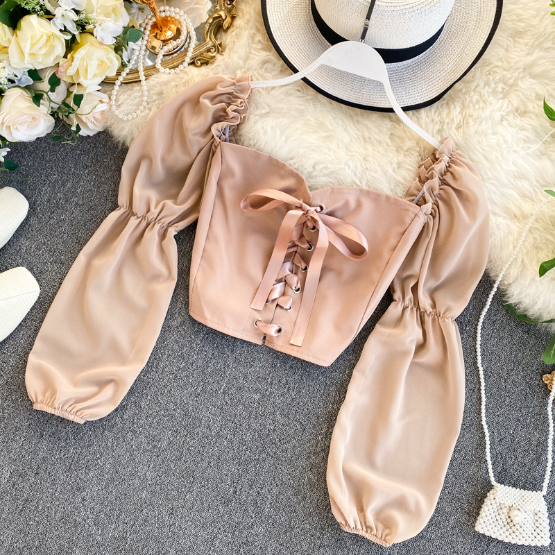 Cute Lace-up Tops Long Sleeve Tops on Luulla