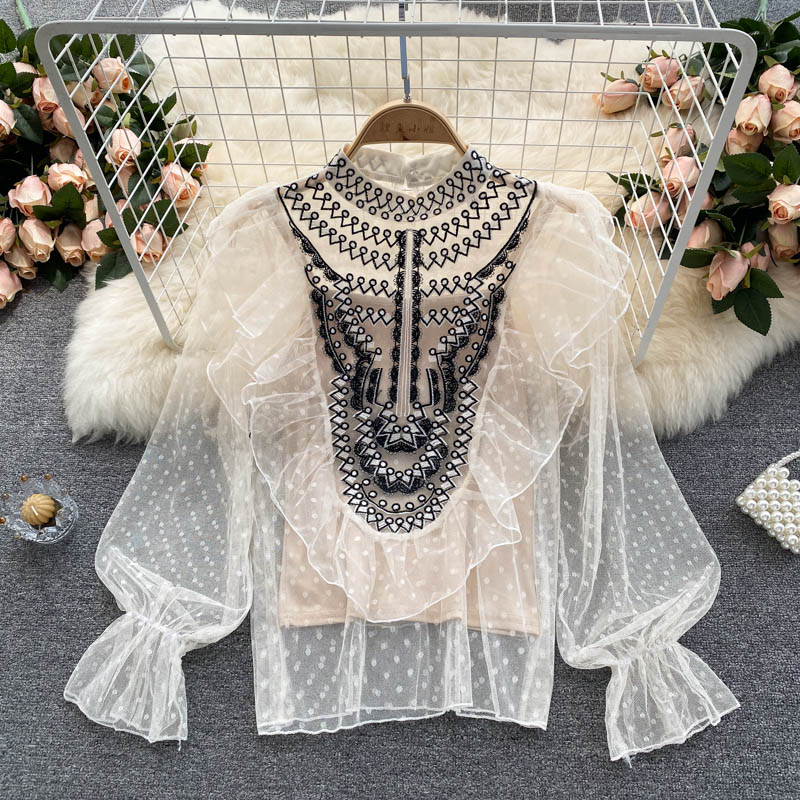 Cute Embroidered Long Sleeve Top on Luulla
