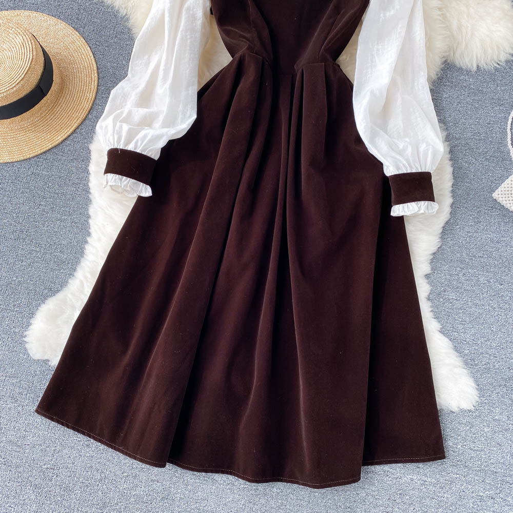 Cute Velvet Long Sleeve Dress A Line Fashion Dress on Luulla
