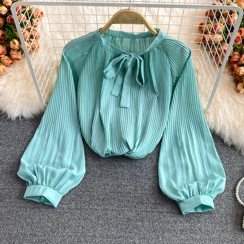 Simple Chiffon Long Sleeve Tops on Luulla