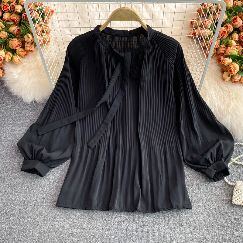 Simple Chiffon Long Sleeve Tops on Luulla