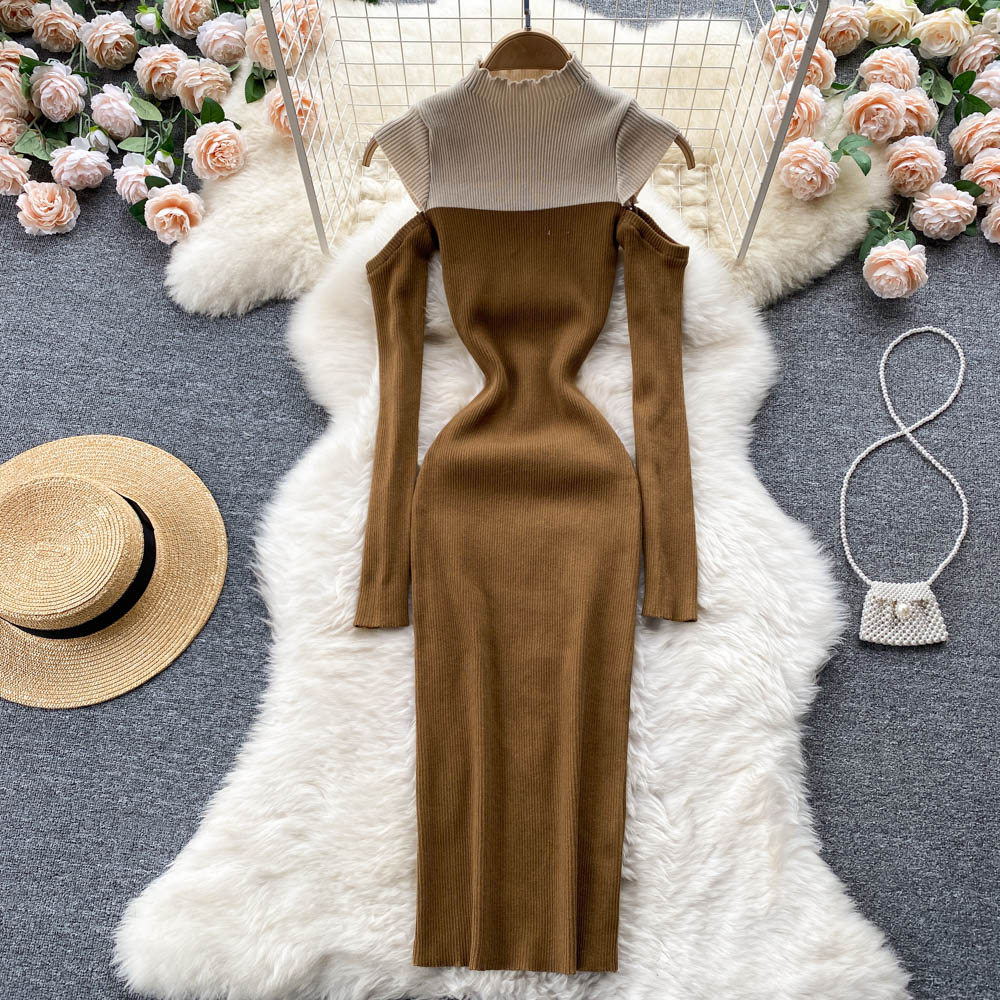Fashionable Knitted Patchwork Dress on Luulla