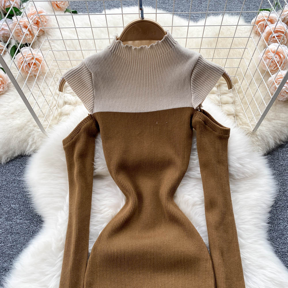 Fashionable Knitted Patchwork Dress on Luulla