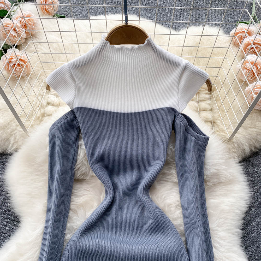 Fashionable Knitted Patchwork Dress on Luulla