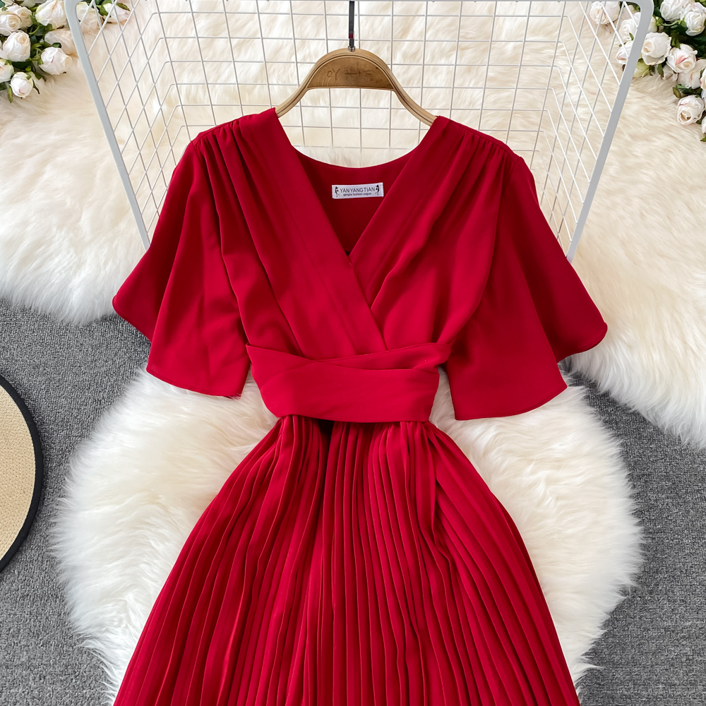 Simple V Neck Short Dress A Line Fashion Dress on Luulla