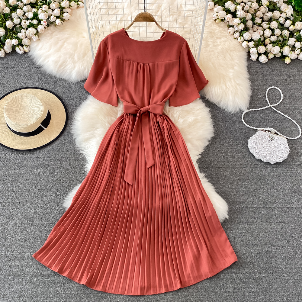 Simple V Neck Short Dress A Line Fashion Dress on Luulla