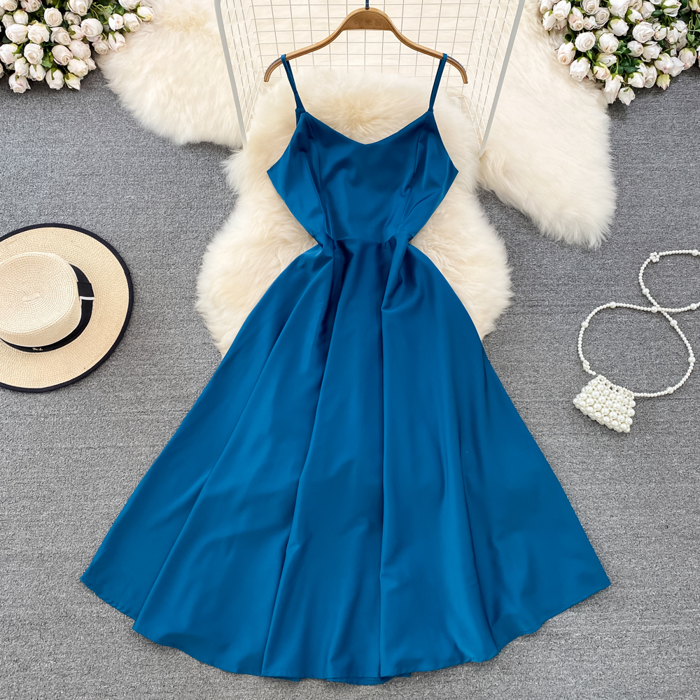 Simple V-neck Long Dresses, A-line Spaghetti Straps Party Dresses on Luulla